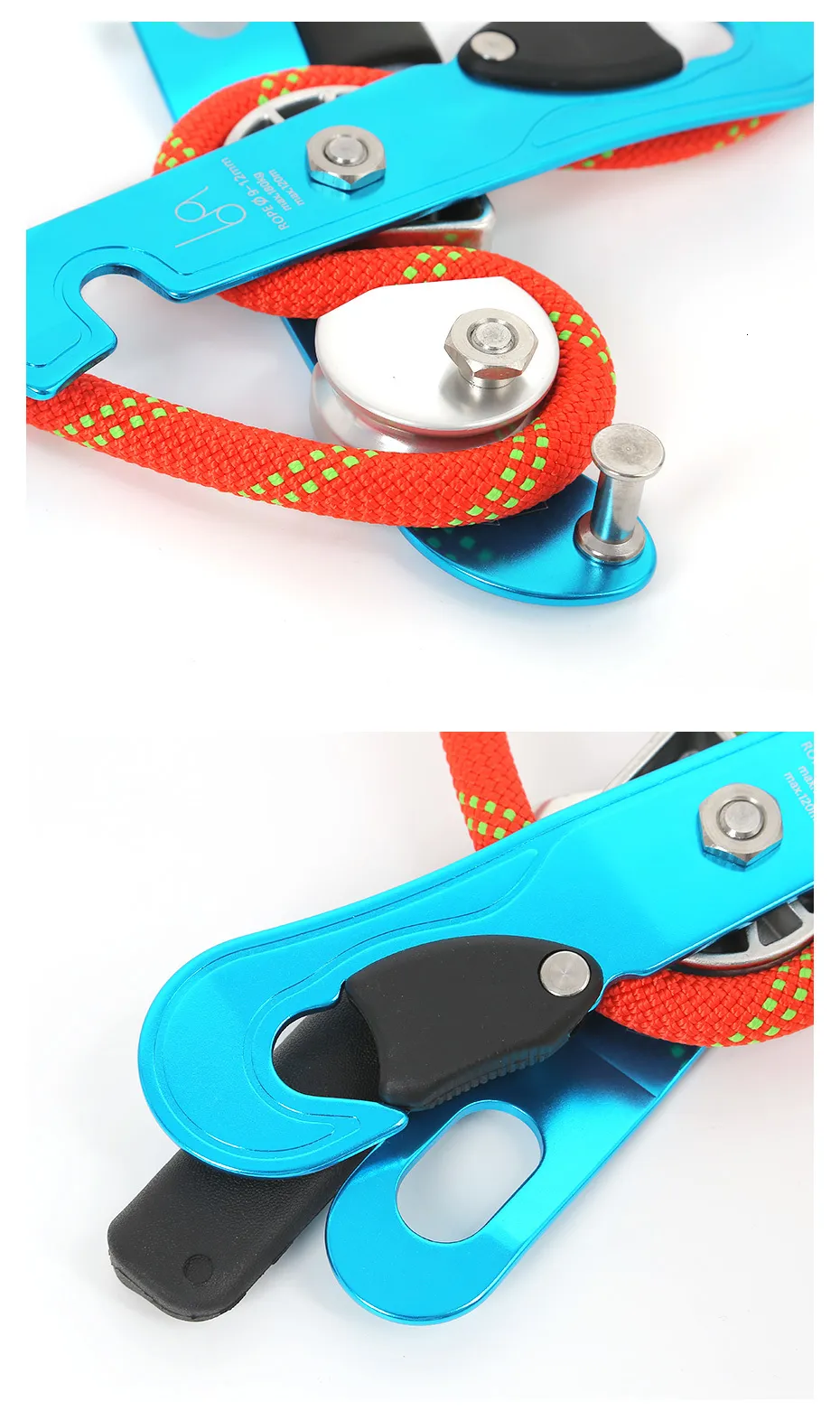 Climbing Descender With Stop Handle Aluminum Alloy Abseiling Device For ...