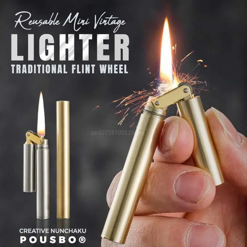 Vintage Style Nunchucks Lighter - Windproof Kerosene Brass & Stainless ...