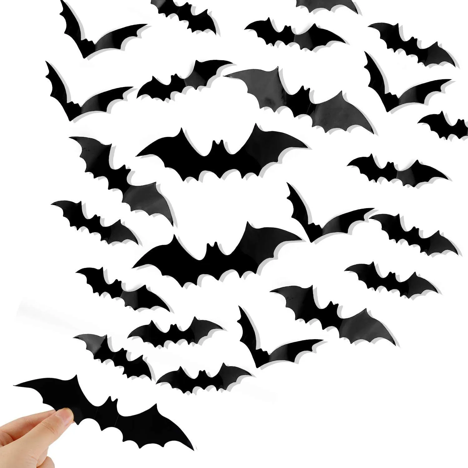 Spooky 3D Bat Wall Decals - Halloween Decorations, Waterproof Black ...