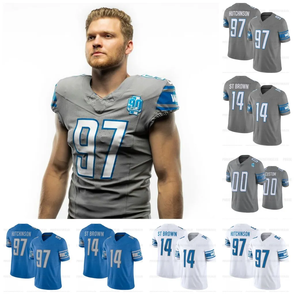 Jahmyr Gibbs 2023 24 90th Football Jersey Detroit Jack Campbell Aidan ...