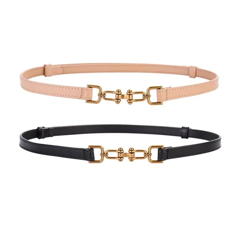 Elegant Women's Leather Belt - Casual Cowhide Belt with Lock Design, 1 ...