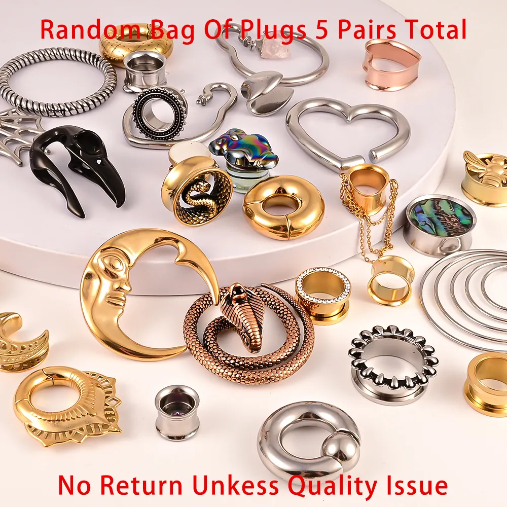 Navel Bell Button Rings Vanku Body Piercing Lucky Random Bag Ear Plugs ...