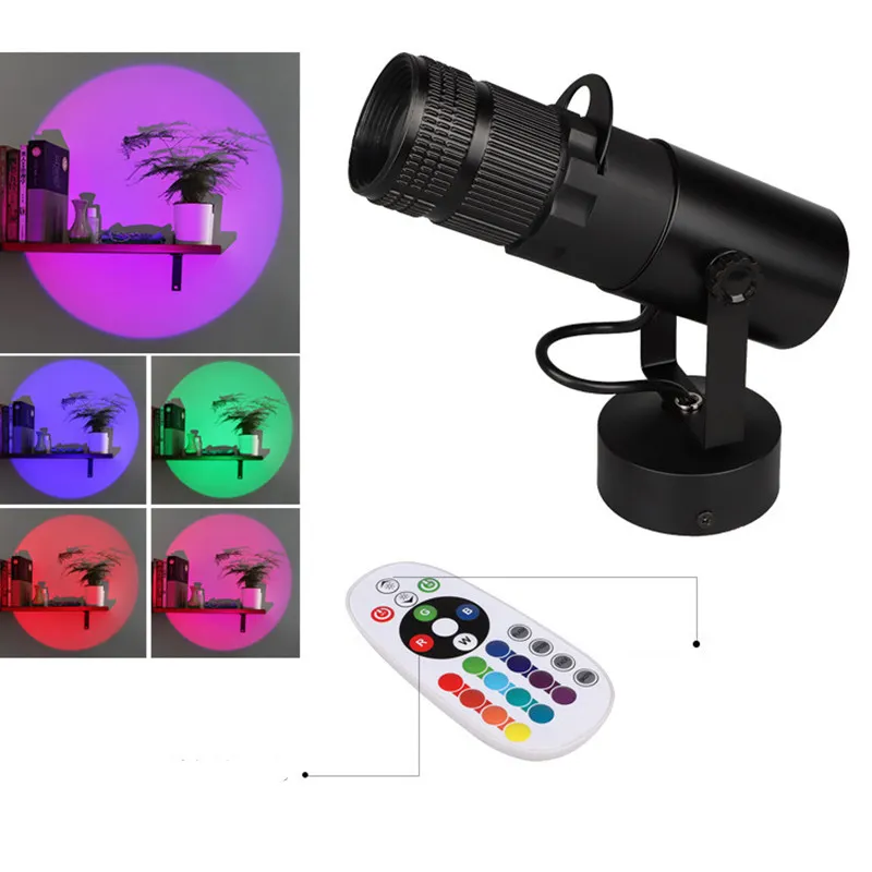 RGB 9W Remote Control Black Ceiling Spotlights With Zoom For KTV, Bar ...