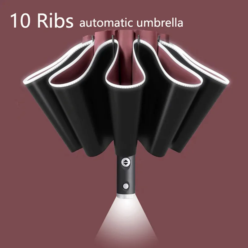 Automatic UV Umbrella: LED Flashlight, Reflective Stripe, Reverse ...