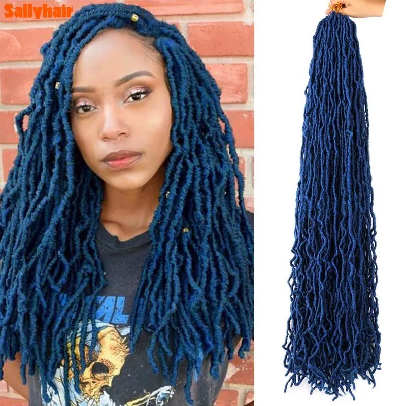 DHgate.com:Synthetic Blue Faux Locs Crochet Braids - Soft Curly Long ...