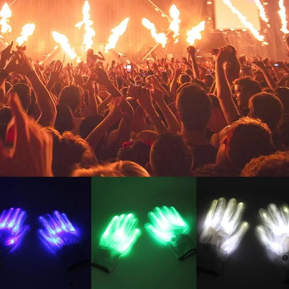 902 LED Luminous Flashing Skull Gloves Halloween Party Costume Toy ...
