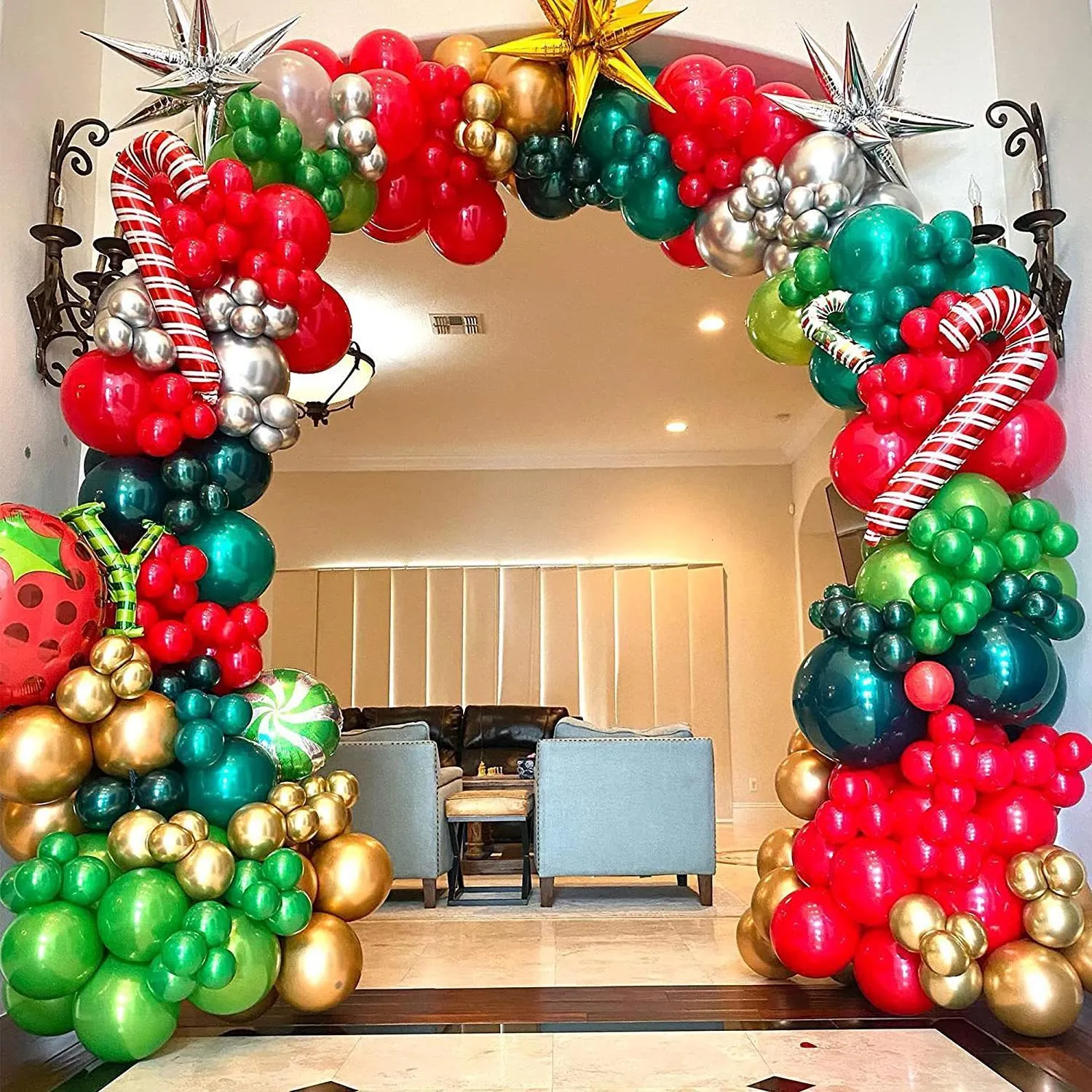 Other Event Party Supplies Christmas Balloon Arch Green Gold Red Box Candy Balloons Garland Cone Explosion Star Foil Balloons Year Christma Party Decor 230905 From 9 15 DHgate