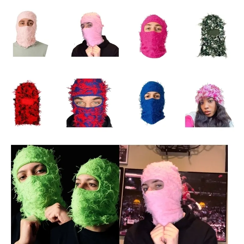 Distressed Knitted Ski Mask Balaclava - Full Face Coverage, Camouflage ...