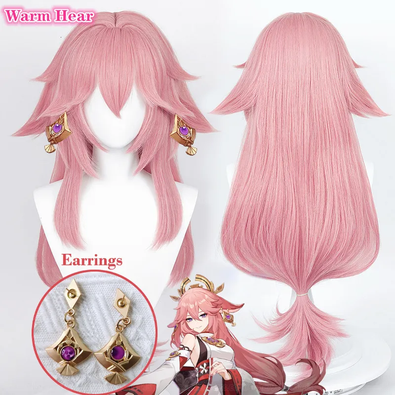 Yae Miko Cosplay Wig: Genshin Impact Inspired, Pink Heat Resistant Wig ...