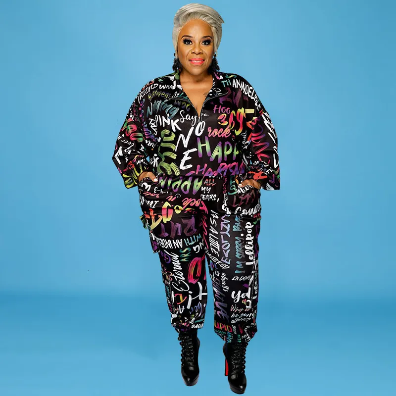 Women's Plus Size Graffiti Tracksuits: Casual Oversized XL-5XL Autumn ...