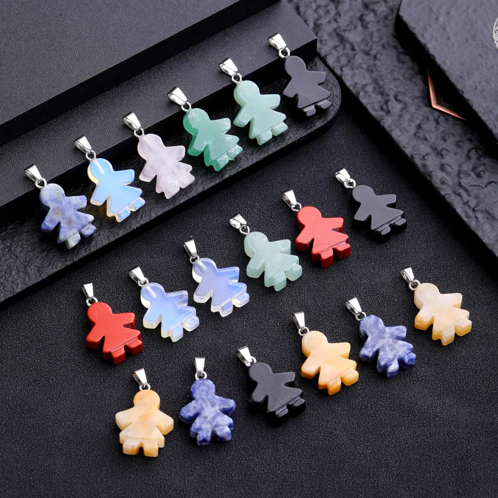 Chakra Pendants For DIY Jewelry Making Natural Stone Crystal Puppet ...