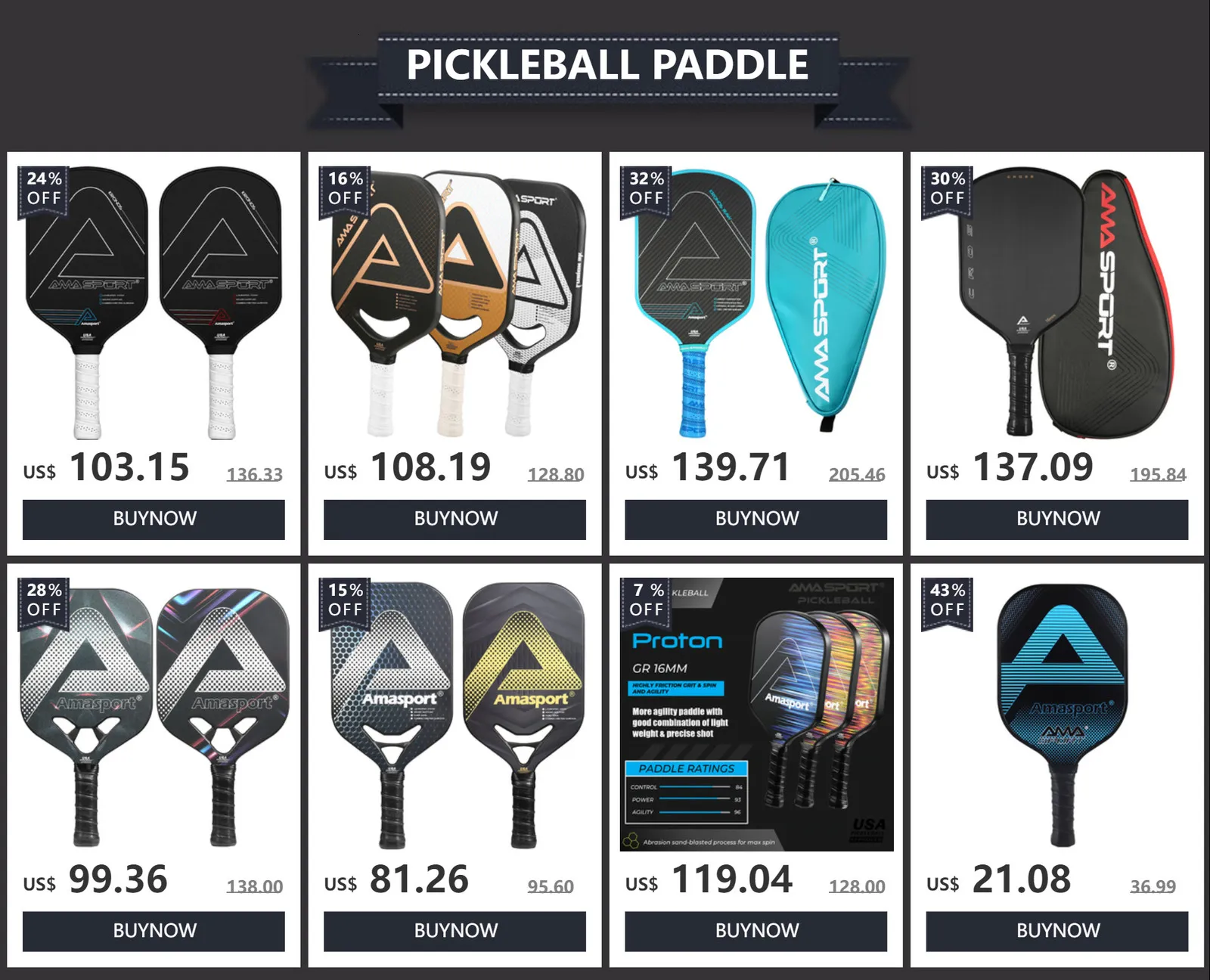 DHgate.com:AMASPORT Matrix Pickleball Paddle: Edgeless, DuraEdge, PP ...