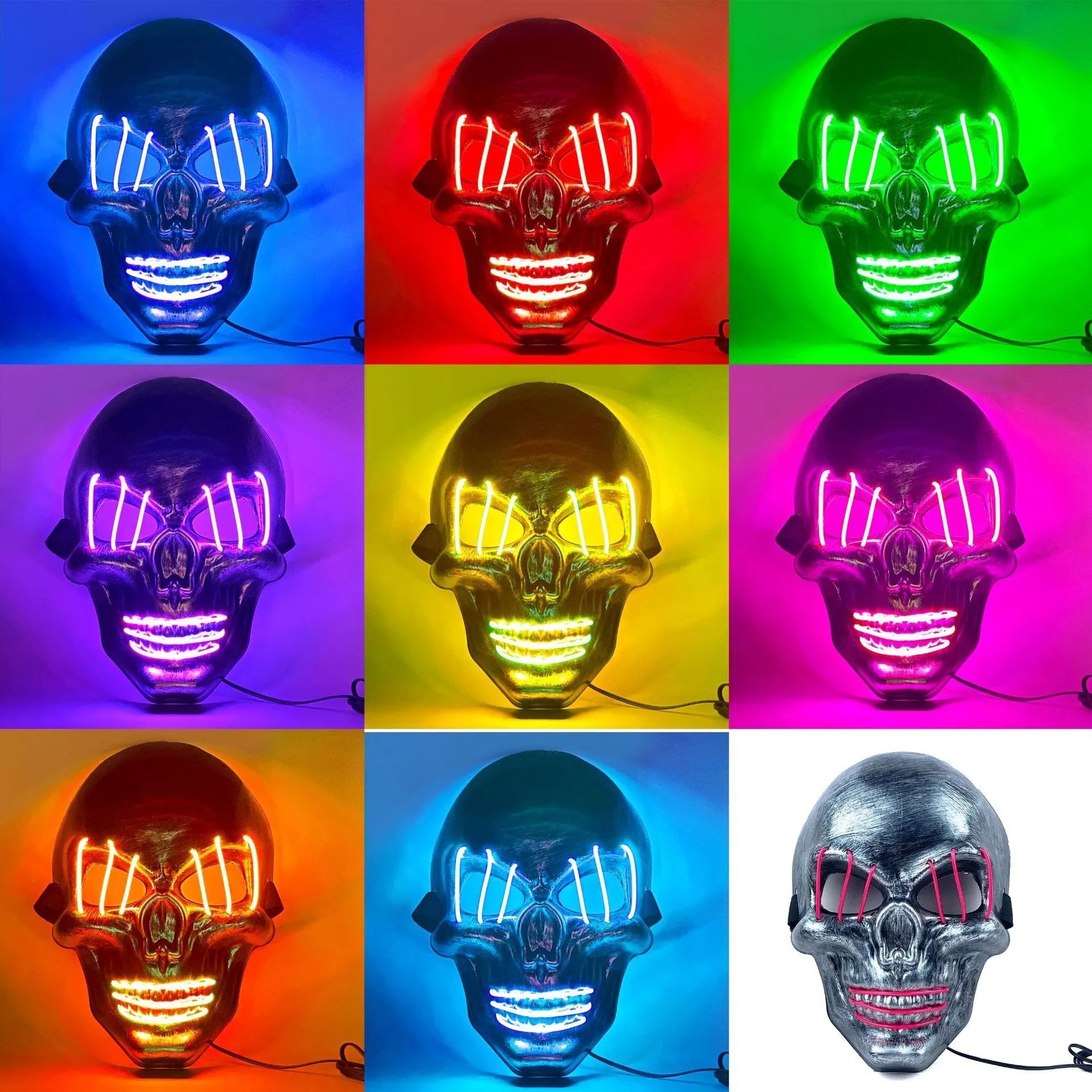 Spooky Halloween Ghost Best Led Mask With LED Lights White And Silver ...