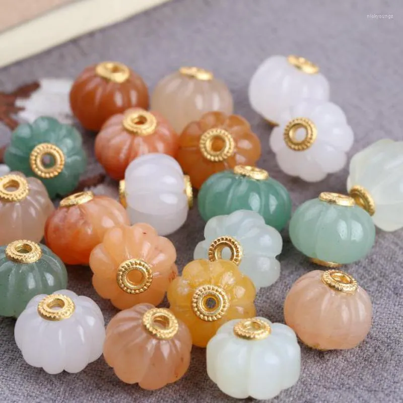 DHgate.com:Natural Multicolor Jade Pumpkin Beads for DIY Jewelry Making ...