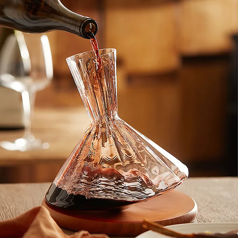 Crystal Wine Decanter Set - 1500ml Rotating Whisky Bottle, Elegant ...