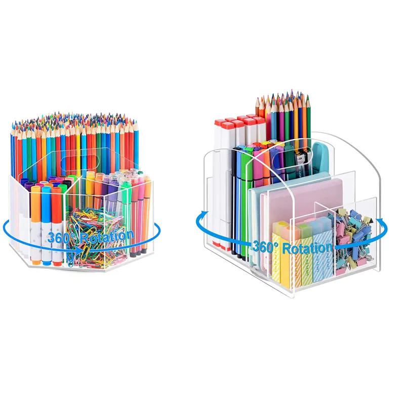 360° Rotating Acrylic Office File Storage Racks Desk Organizer For ...