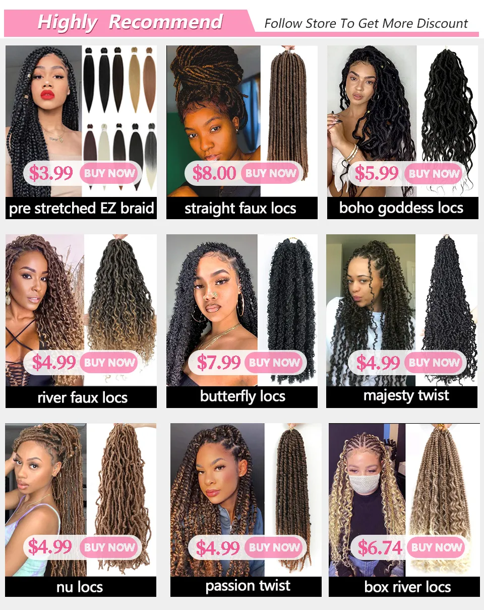 Soku Human Hair Bulks Curly River Locs Pre Looped Goddess Faux Locs ...