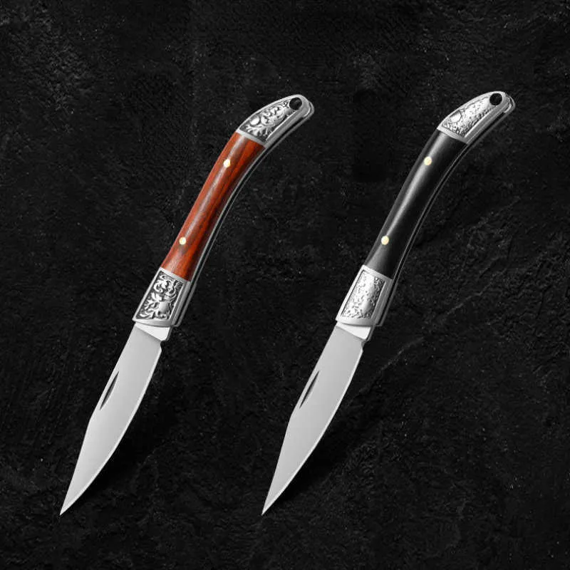 Portable Folding Knife Keychain - Stainless Steel Pocket Knife, Wood ...