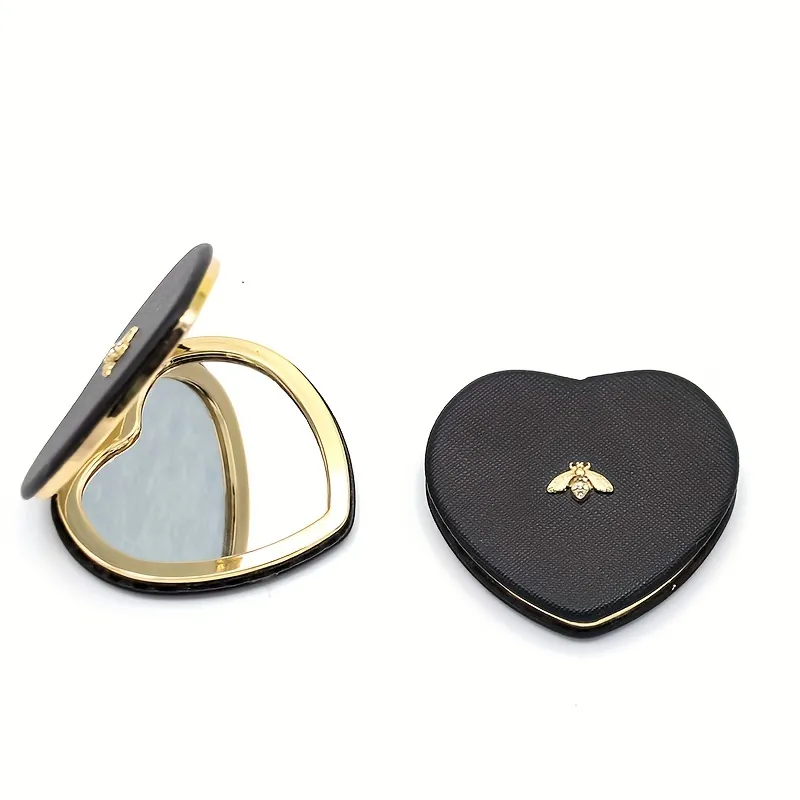 Cute Heart Compact Mirror - Foldable Pocket Mirror, Mini Travel Makeup ...