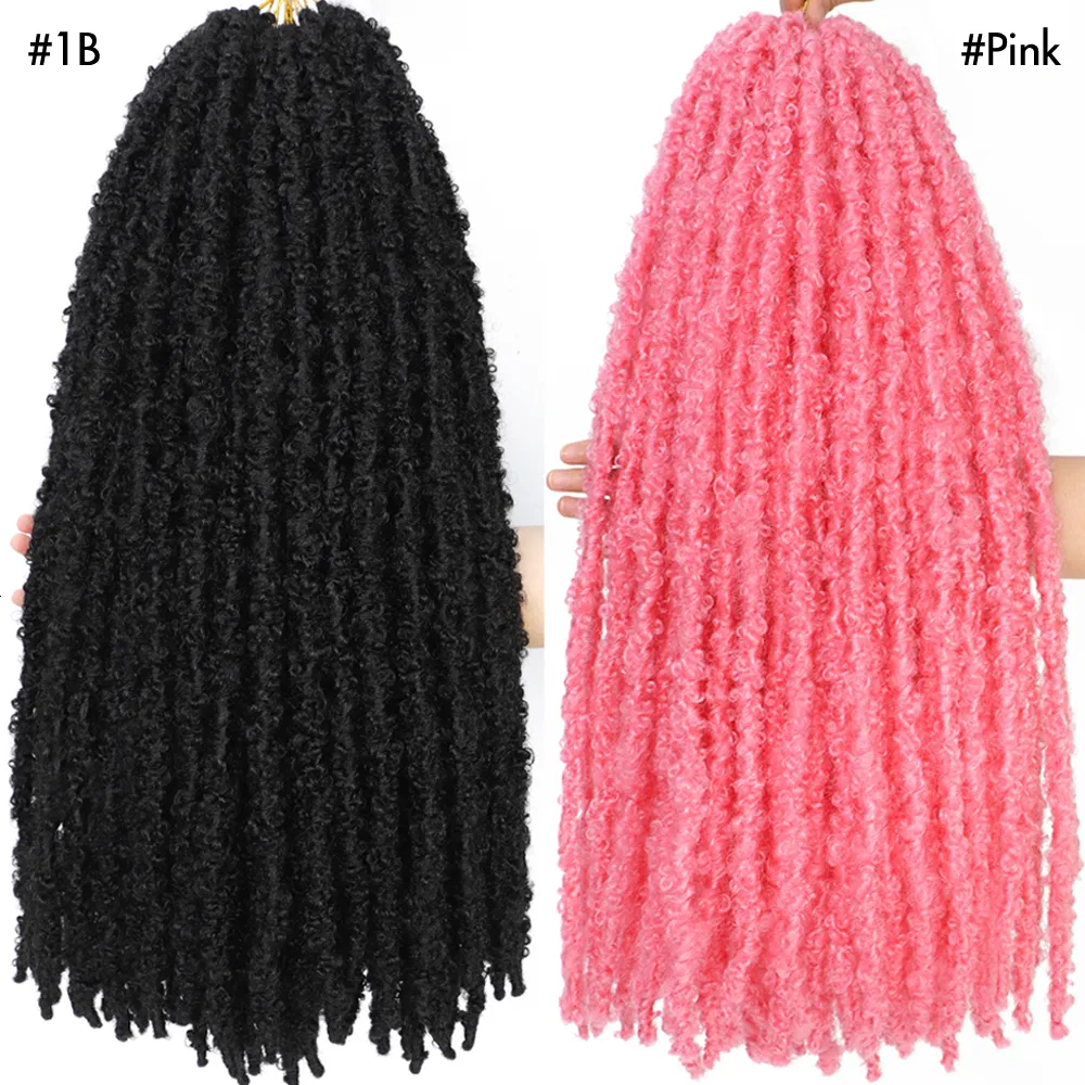 Human Hair Bulks Styles Butterfly Locs Crochet Hair 1B Pink Dreadlocks ...