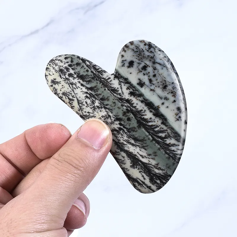 Natural Grass Fossil Jasper Gua Sha Jade Stone For Face And Body ...