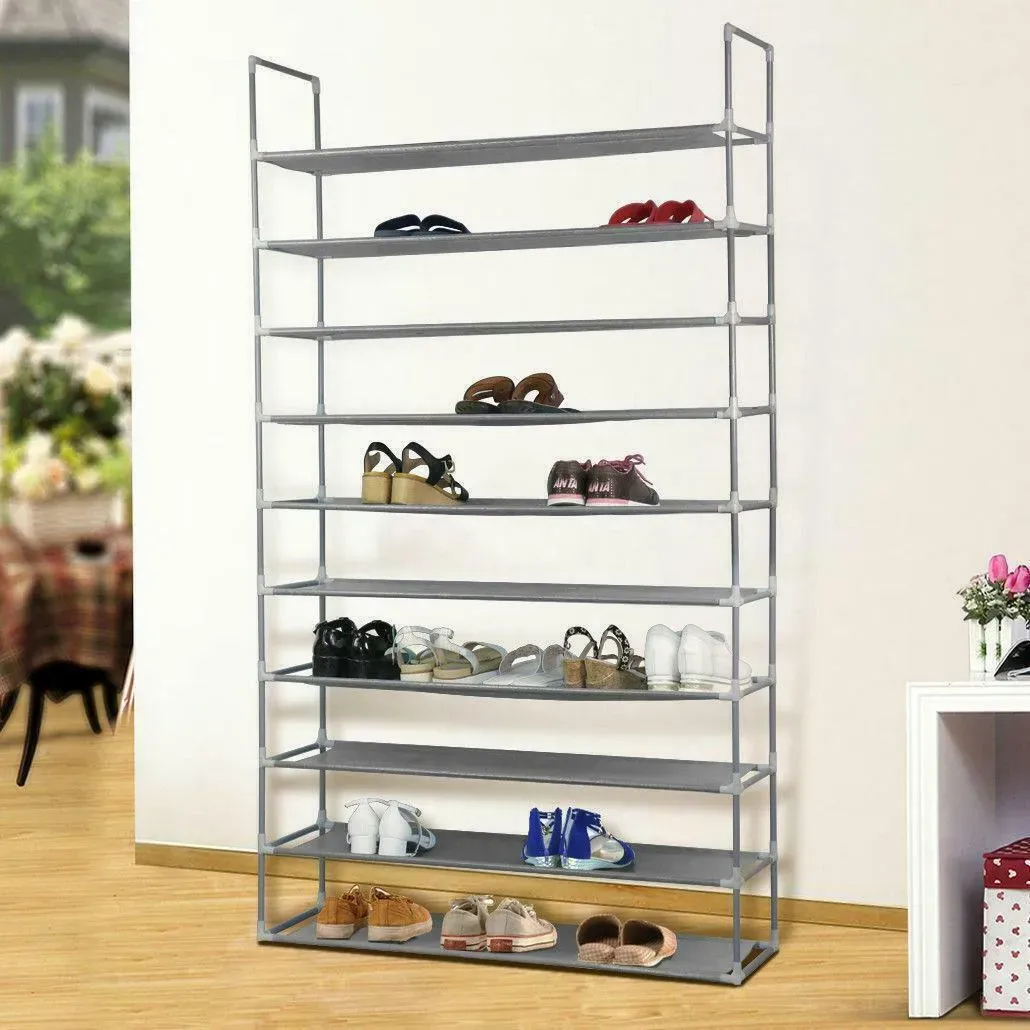 DHgate.com:50 Pair 10-Tier Fabric Shoe Rack Organizer, Beige, Space ...