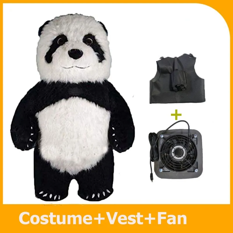 3m Inflatable Fur Panda Panda Mascot Outfit Full Body Wearable Walking ...
