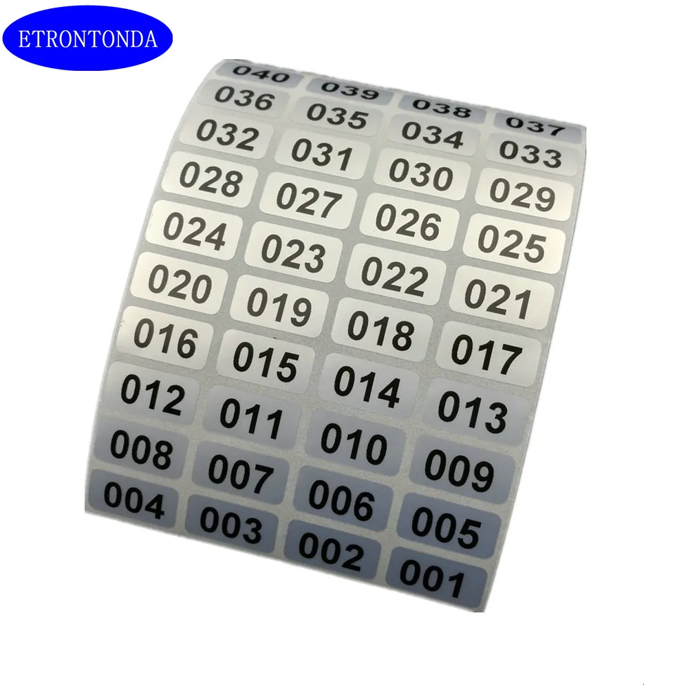 Waterproof Silver Number Stickers from 001 to 10000 for Inventory ...