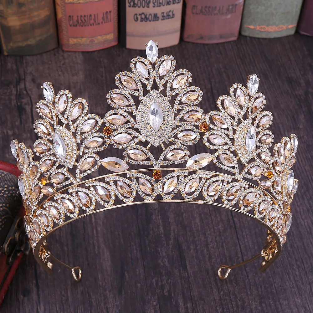 Wedding Hair Jewelry Big Baroque Crystal Tiaras Bridal Hair Tiara for ...