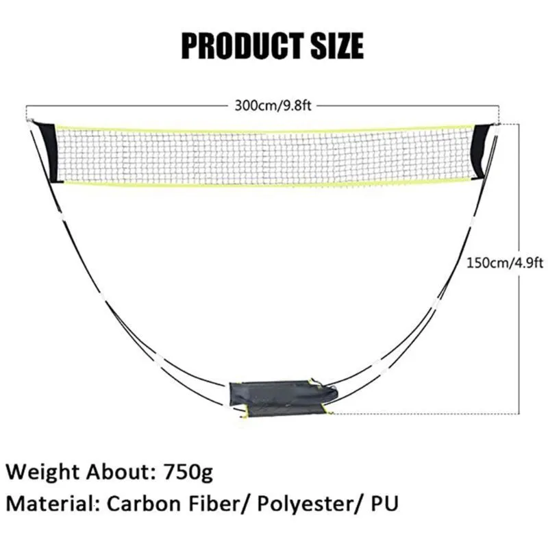 Portable Adjustable Volleyball Badminton Net With Stand, Carry Bag, And ...