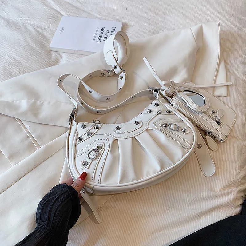 2023 New INS Fashion One Shoulder Underarm Rivet Heavy Industry Pleated ...