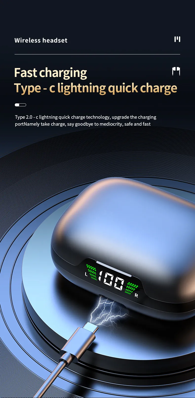 TWS JR03 True Wireless Earphones Clip On Headphone Bluetooth Headset 9D HiFi Stereo Sound Noise ...