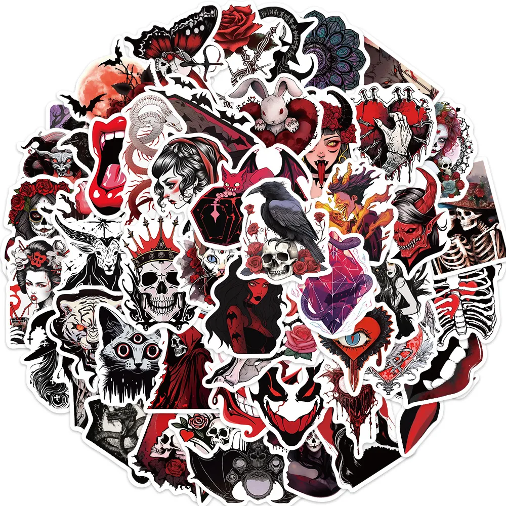 50 Pack Waterproof Cartoon Skull Vinyl Mobile Sticker For Luggage ...