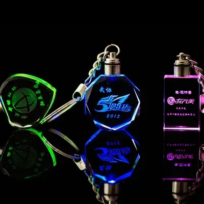 Personalized Crystal Laser Keychain LED Colorful Changing Couple Key ...