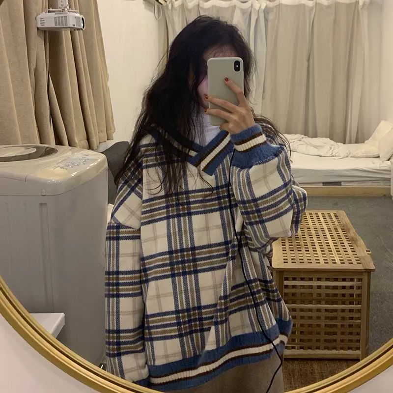 DHgate.com:Korean Plaid Oversized Sweatshirt for Women, Japanese ...