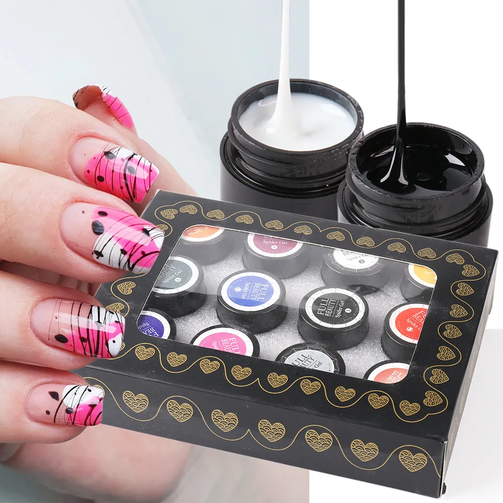 Spider Web Gel Nail Art Kit - Black Silk Line Drawing UV Gel Polish Set ...