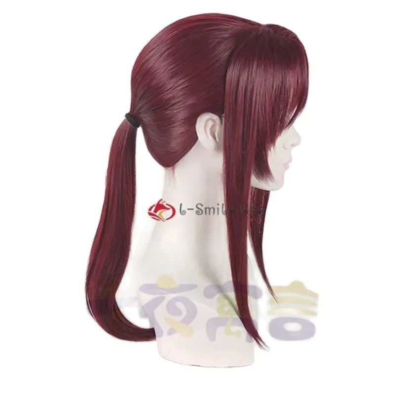 Cosplay Wig BLACK LAGOON Rebecca Revy 65cm Long Wine Dark Red Ponytail ...