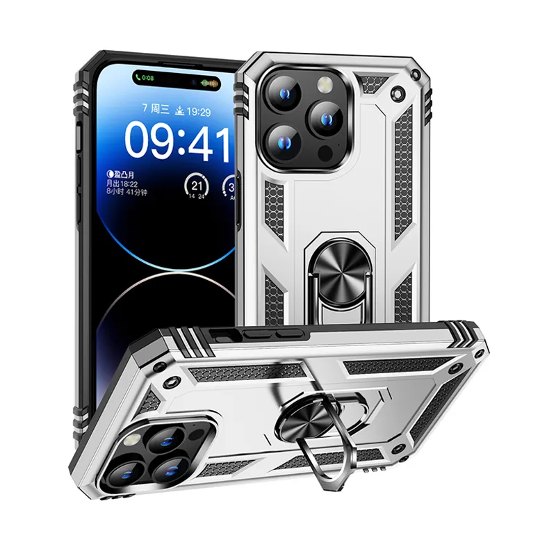 Anti Drop Magnetic Heavy Duty Phone Cases With Ring Holder For IPhone ...