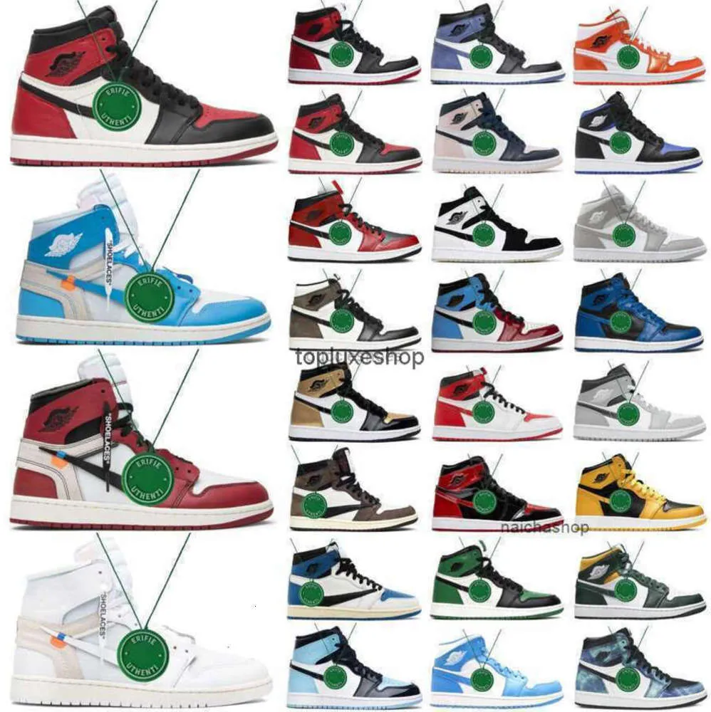 2023 White X Jumpman 1s Basketball Shoes Men Off UNC Chicago 1 Sneakers ...