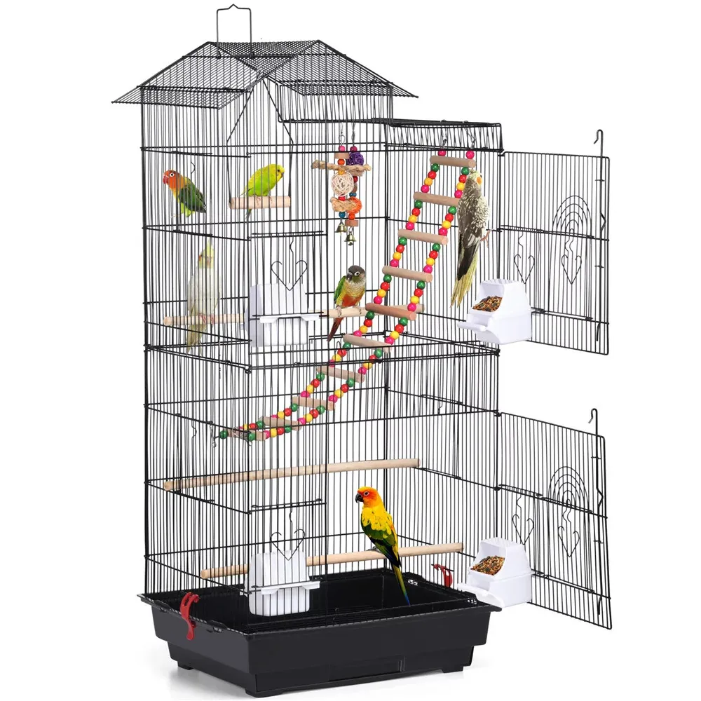 39 Inch Bird Cage, Metal Bird Cage with Stand, 180x4 Inch, Silver, for ...
