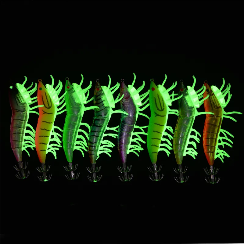 8-Piece Luminous Squid Jigs - Glow in the Dark Fishing Lures for Night ...