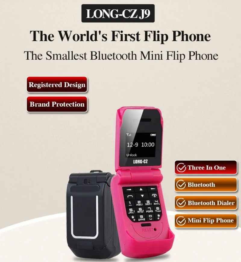 Miniature Cell Phone: Compact Flip Mobile, Bluetooth Dial, Anti Lost ...