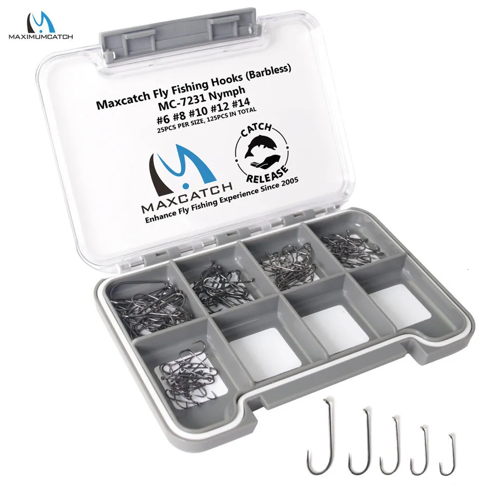 Barbless Fishing Hook Set: 125-Piece Assortment of Forged Black Nickel ...