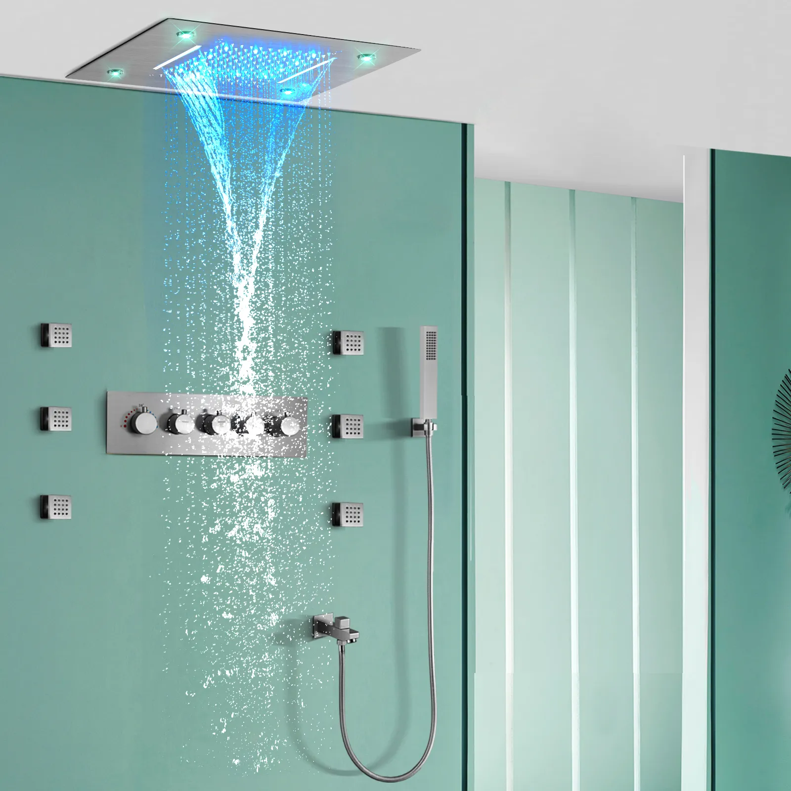 DHgate.com:500*360mm Ceiling Shower Head LED Colors Rainfall Shower ...