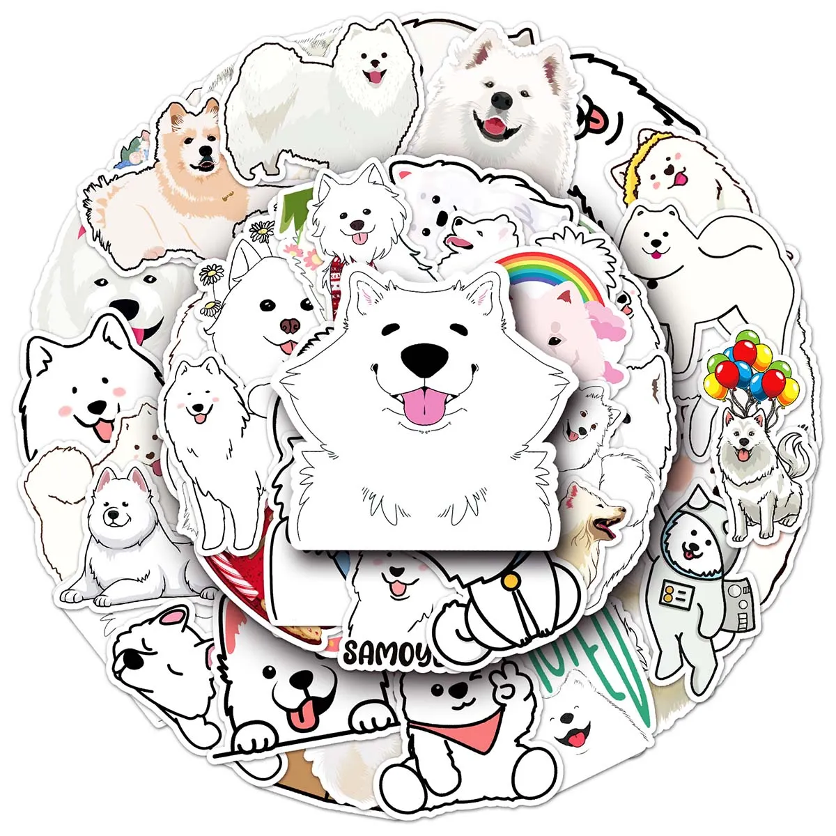 DHgate.com:Samoyed Cartoon Animal Sticker 50-Pack for Journals ...