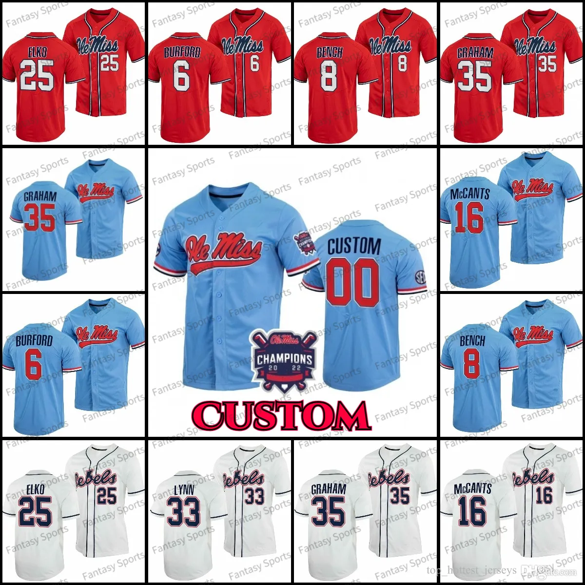 Ole Miss Baseball Jersey Stitched Mens Champions... From Top_hottest ...