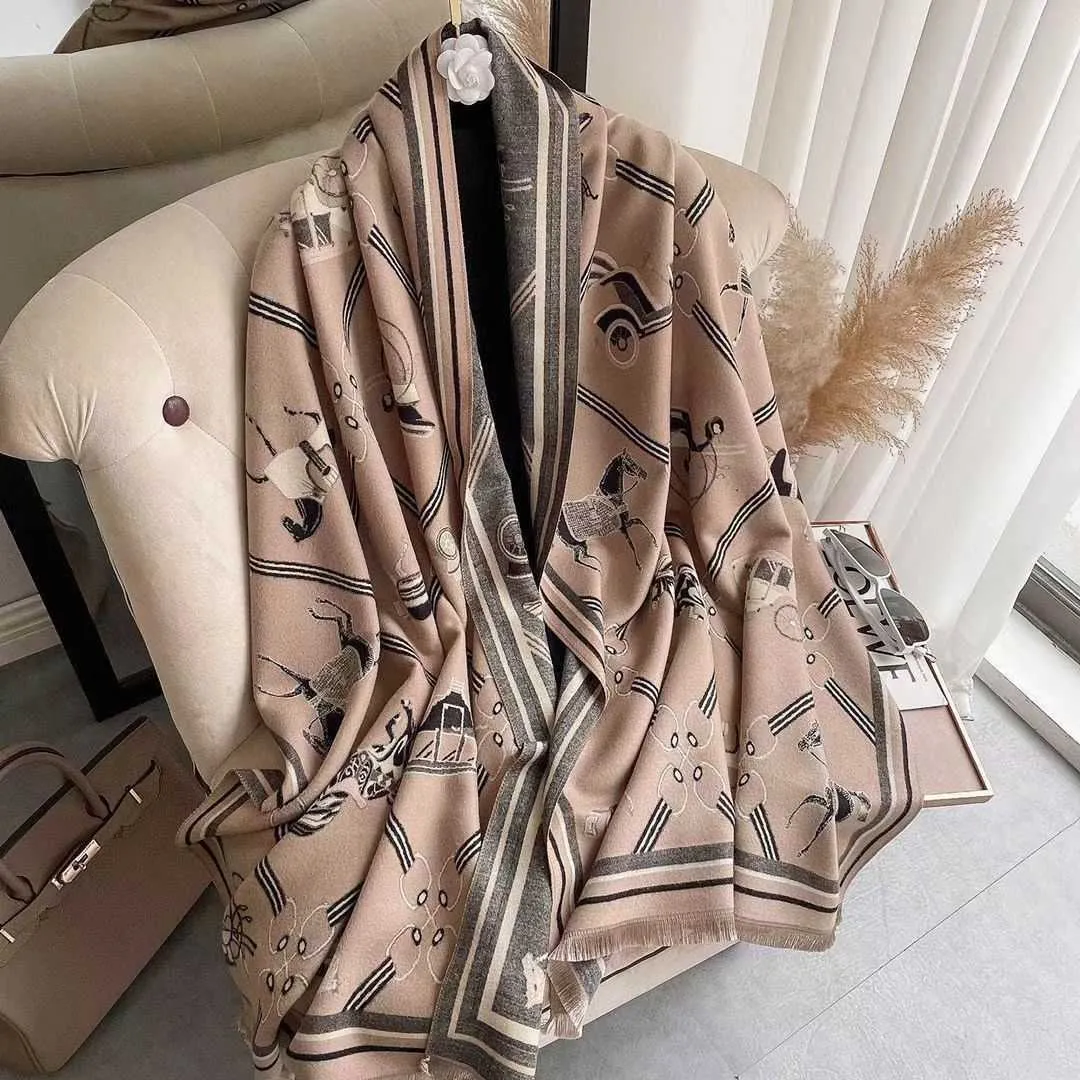 Jacquard Imitation Cashmere Scarf for Women, Autumn and Winter New Pony ...