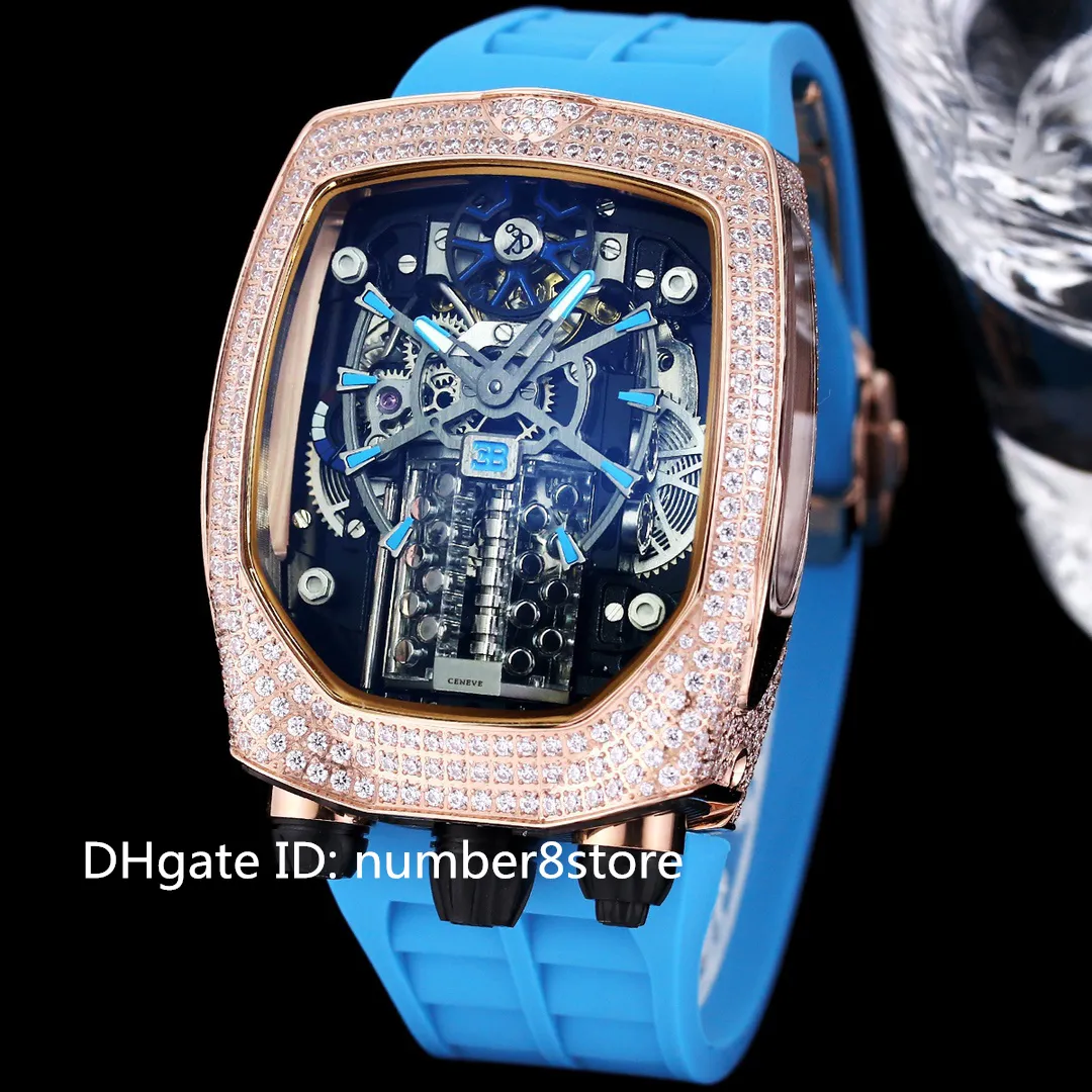 Luxury Tourbillon Men's Watch With 16 Cylinder Engine, Rose Gold Canary ...