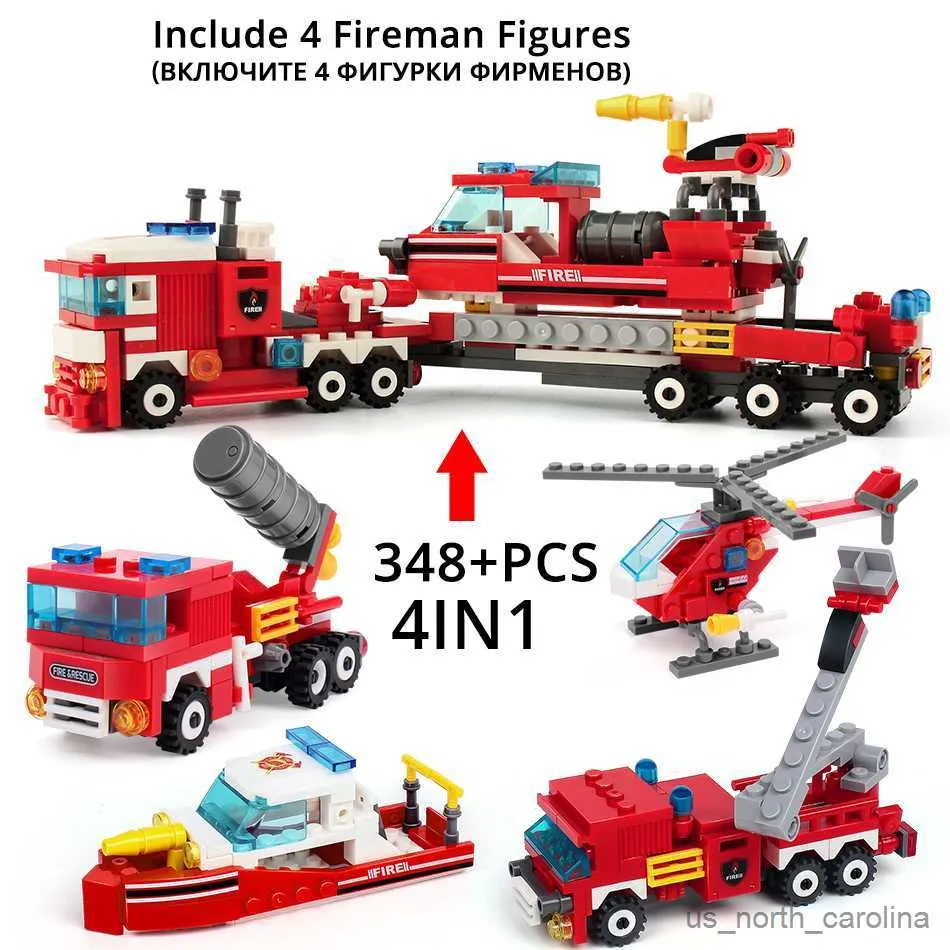 DHgate.com:348PCS City Fire Rescue Firefighter Fire Trucks Building ...