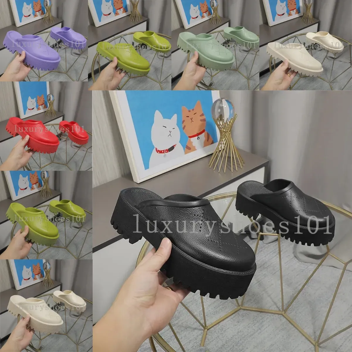 Designer Perforated Platform Slippers: Breathable Rubber Slides For Men ...